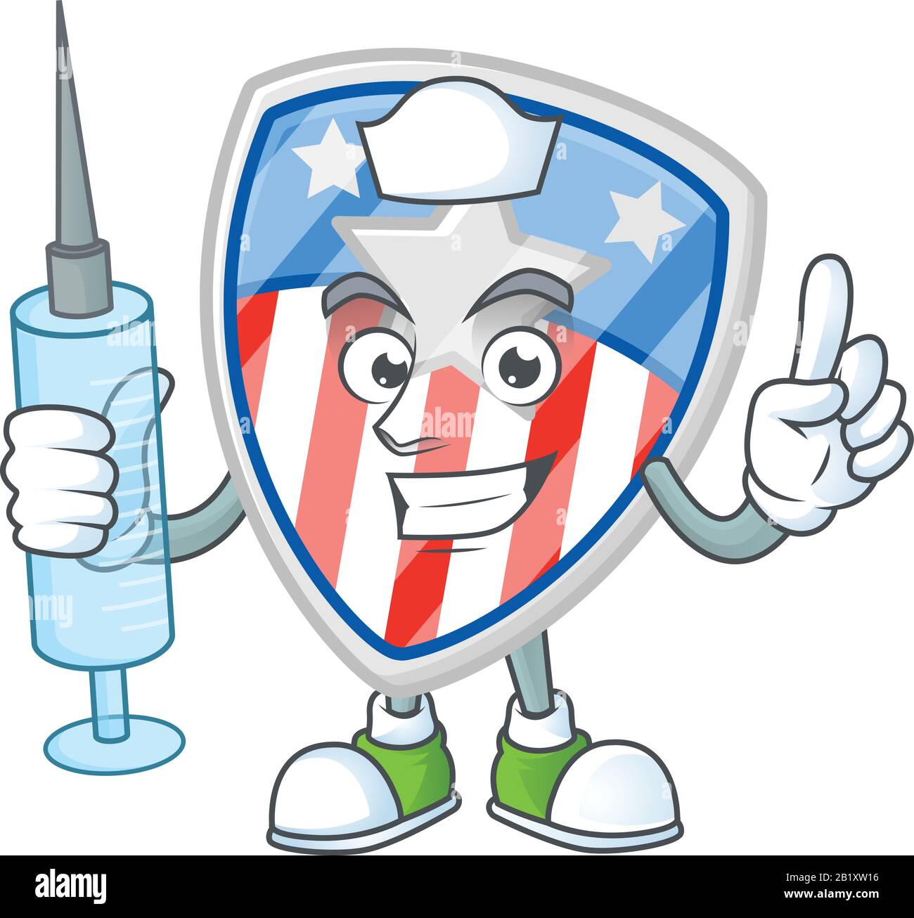 Smiley Nurse shield badges USA with star cartoon character with a ...