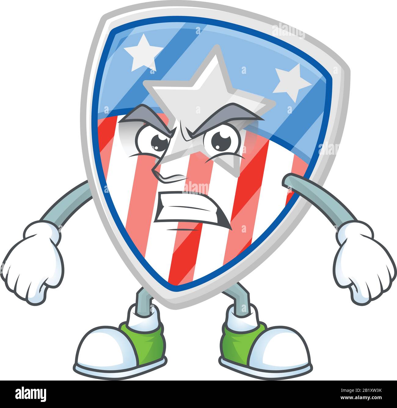 cartoon character of shield badges USA with star with angry face Stock ...