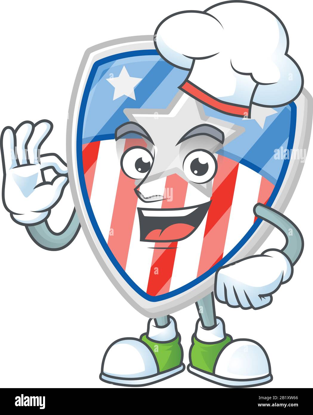 Shield badges USA with star cartoon character in a chef dress and white ...