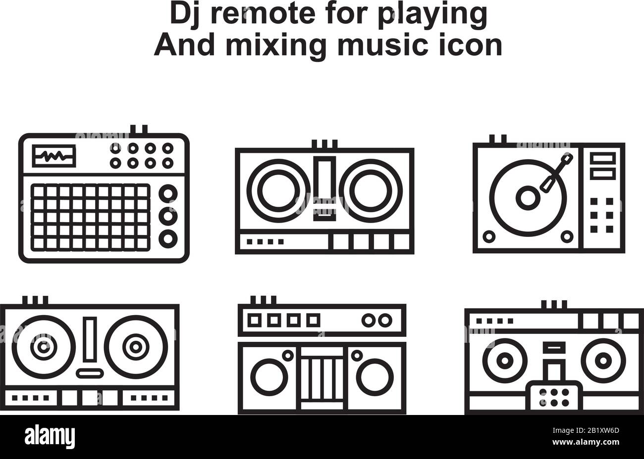 DJ remote for playing and mixing music icon template black color ...