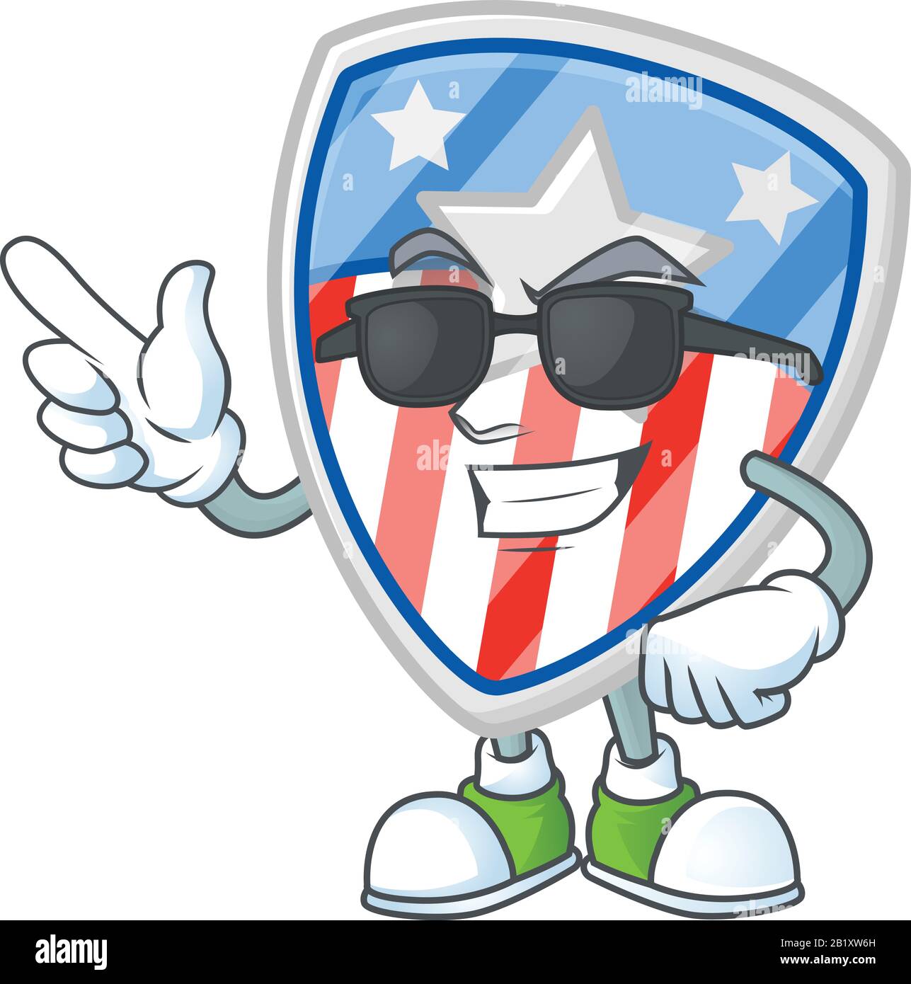 Super cool shield badges USA with star mascot character wearing black ...