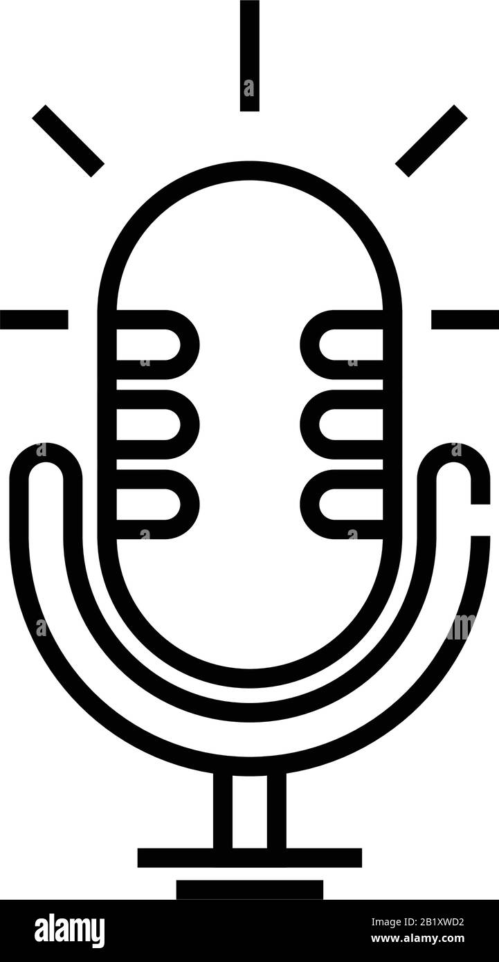 Microphone line icon, concept sign, outline vector illustration, linear ...