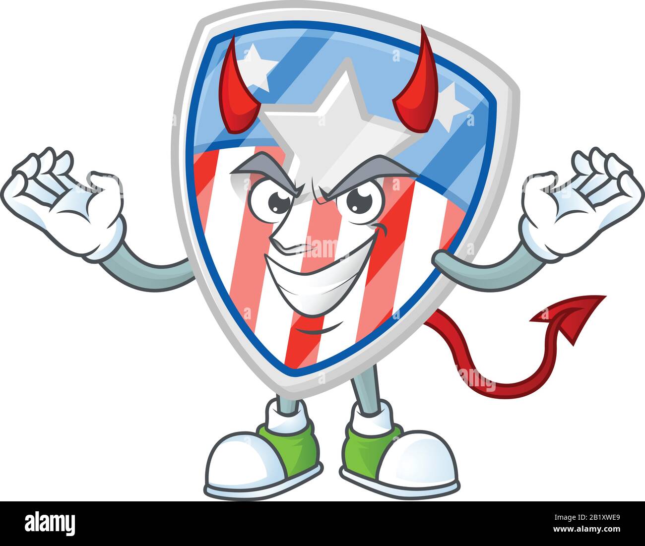 A cruel devil shield badges USA with star Cartoon character design ...