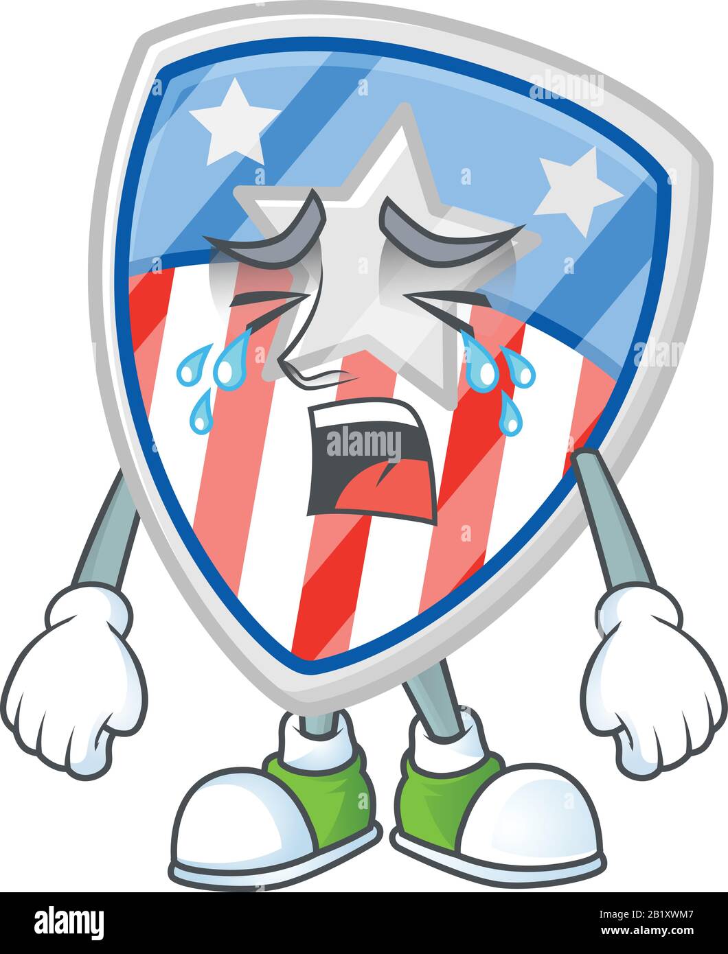A crying shield badges USA with star mascot design style Stock Vector ...
