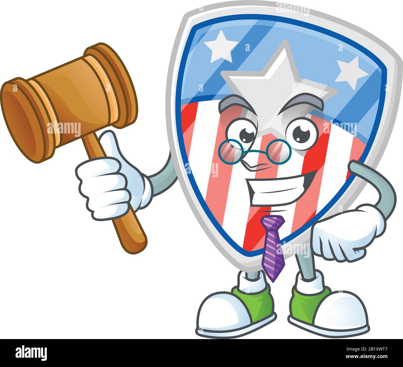 A wise Judge shield badges USA with star in comic strip character ...