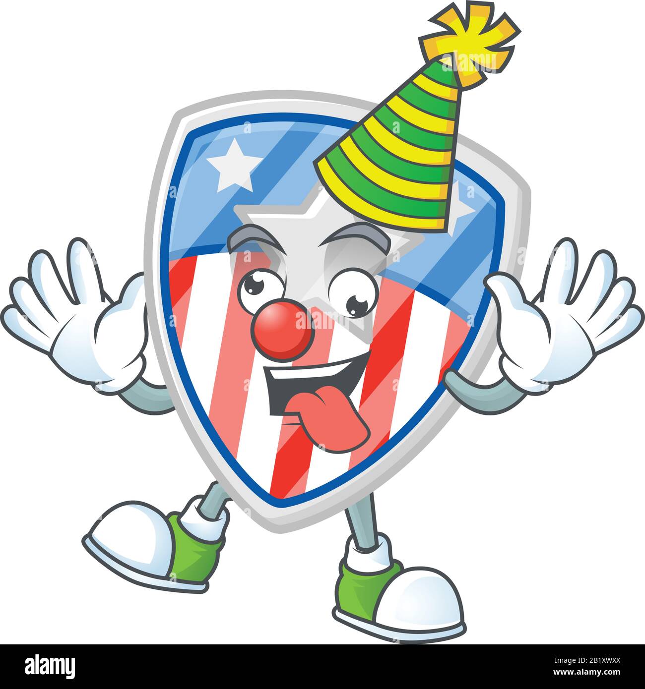 Cute and funny Clown shield badges USA with star cartoon character ...