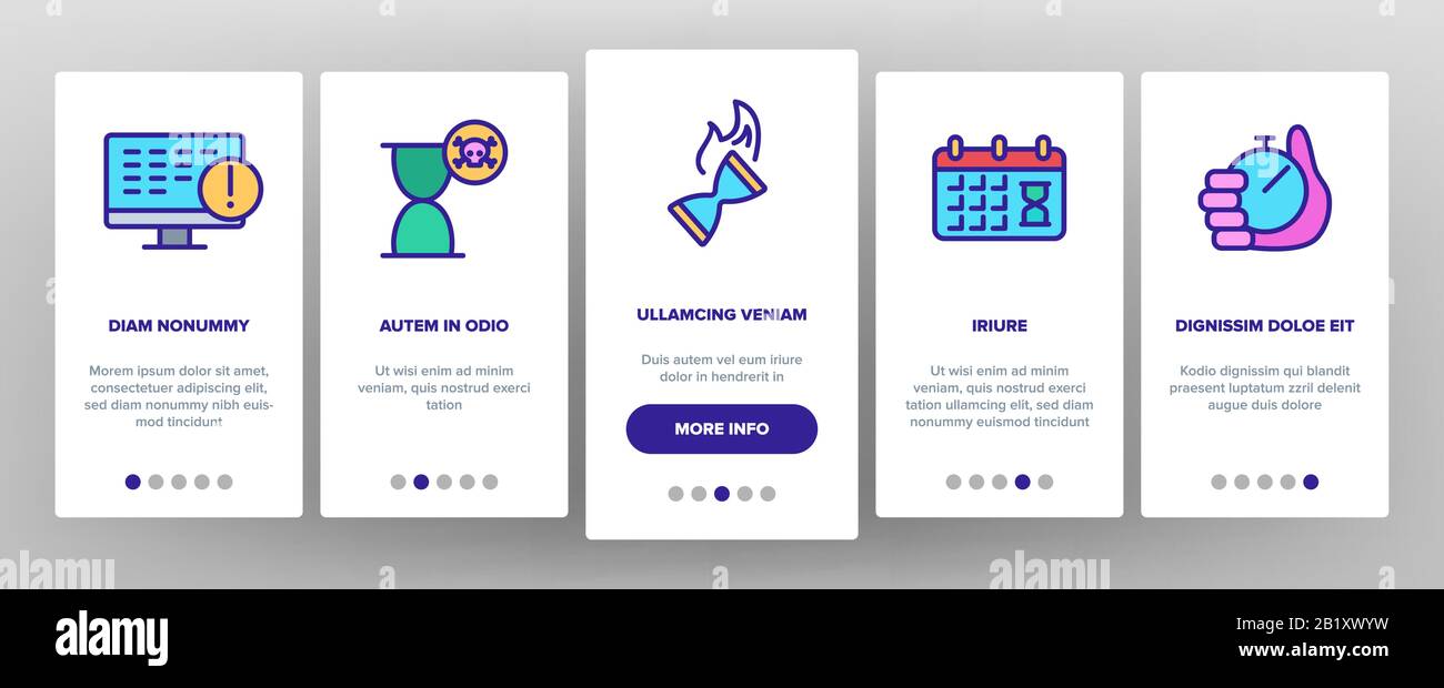 Deadline Time Over Onboarding Icons Set Vector Stock Vector Image & Art ...