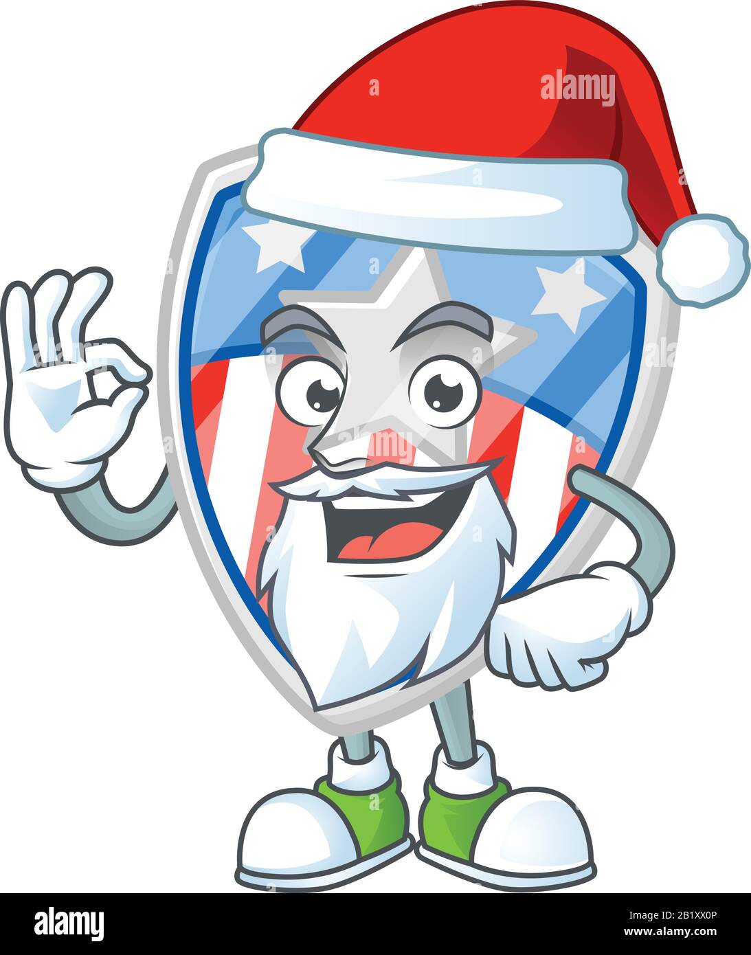 A lovely Santa shield badges USA with star mascot picture style with ok ...