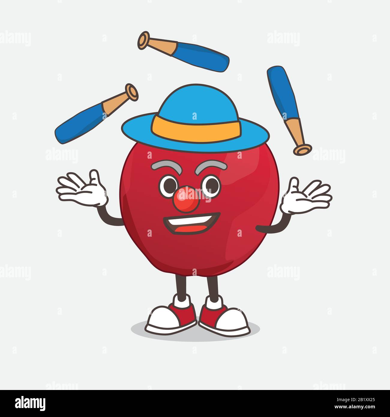 A picture of Apple cartoon mascot character with board sign message ...