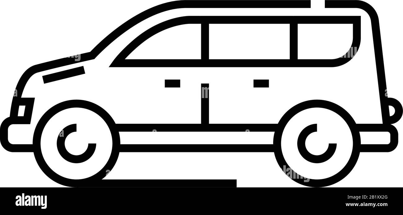 Large car line icon, concept sign, outline vector illustration, linear ...