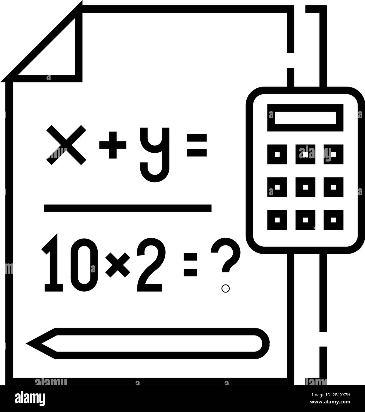 Mathematical equation line icon, concept sign, outline vector ...