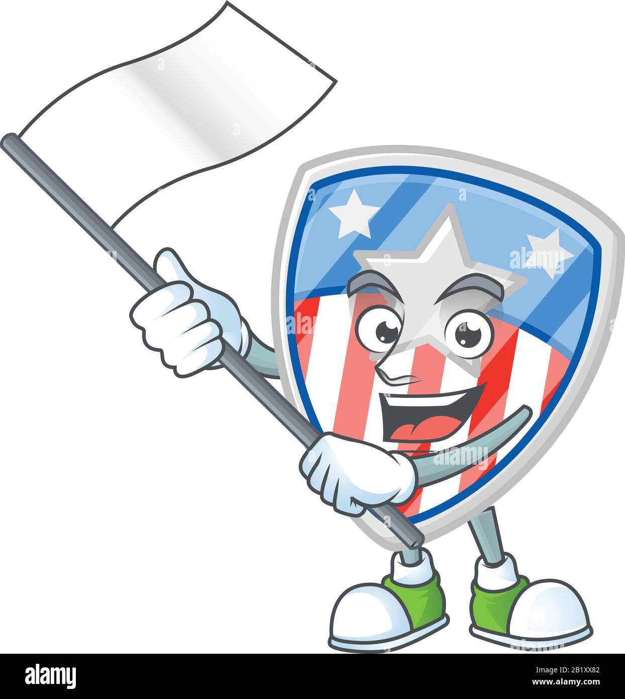 Funny shield badges USA with star cartoon character design with a flag ...