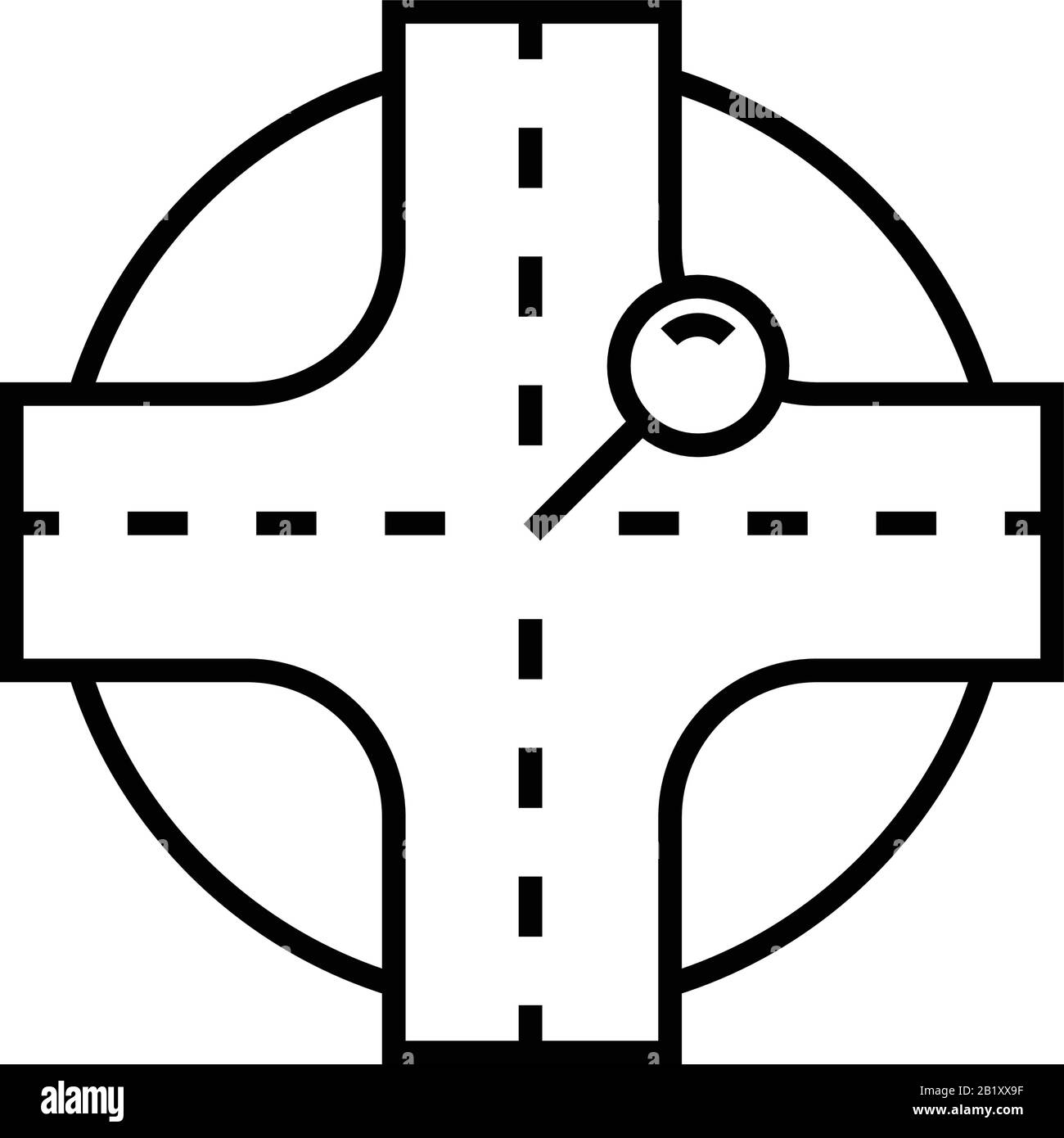 Main target line icon, concept sign, outline vector illustration ...