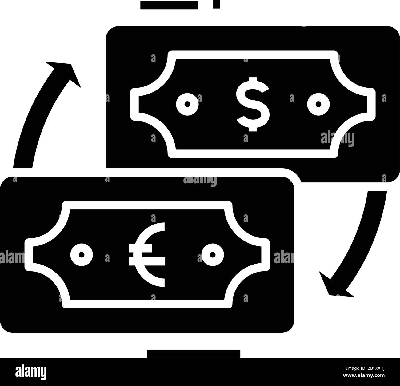 Currency exchange black icon, concept illustration, vector flat symbol ...