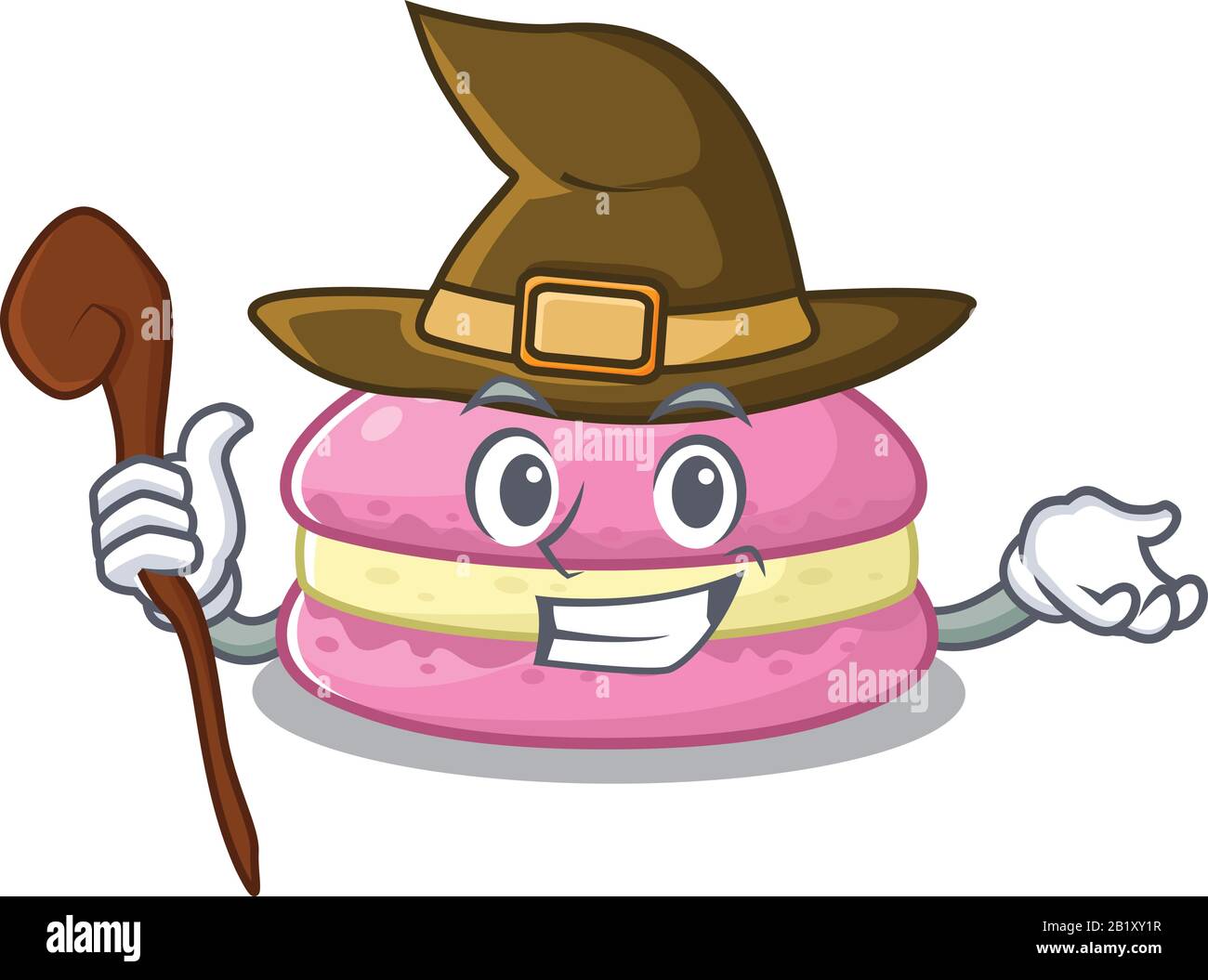 a mascot concept of strawberry macarons performed as a witch Stock ...