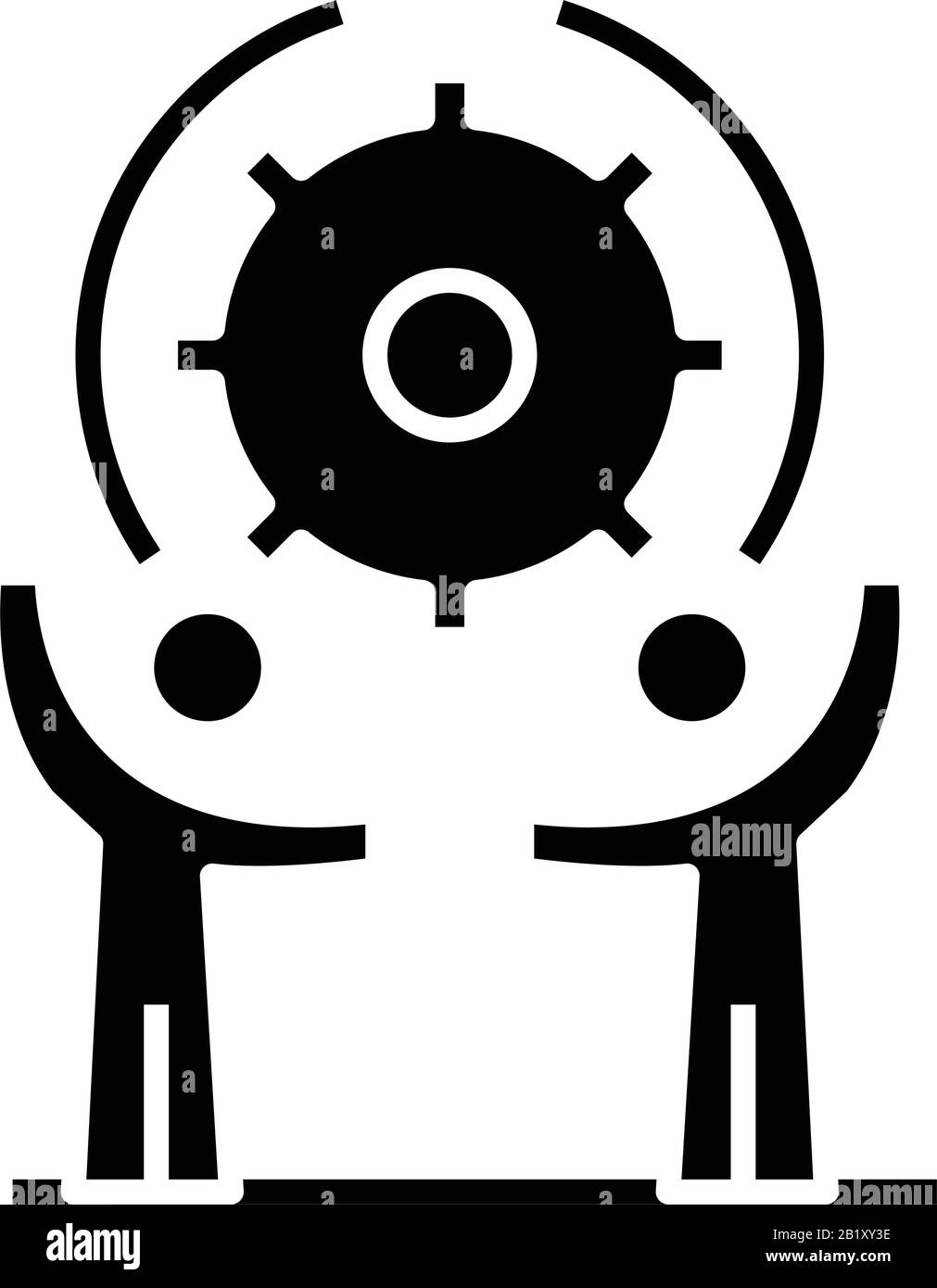 Common work black icon, concept illustration, vector flat symbol, glyph ...