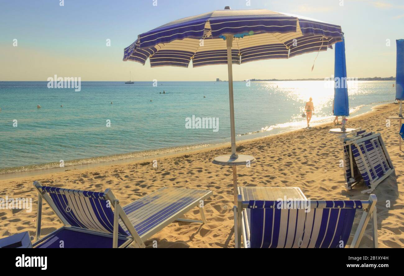 The most beautiful sandy beaches of Apulia. Salento coast: shoreline at ...