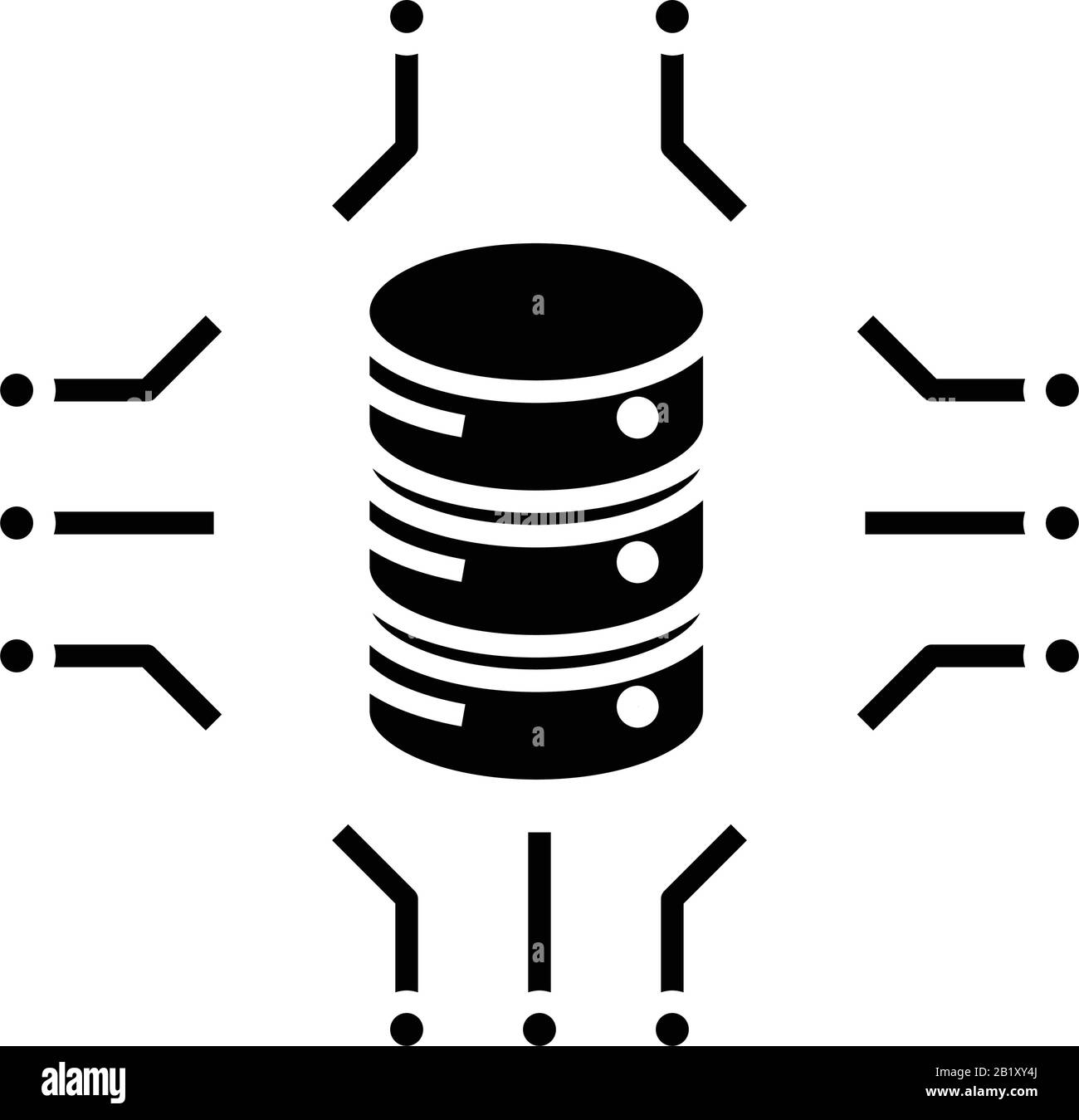 Data implementation black icon, concept illustration, vector flat ...