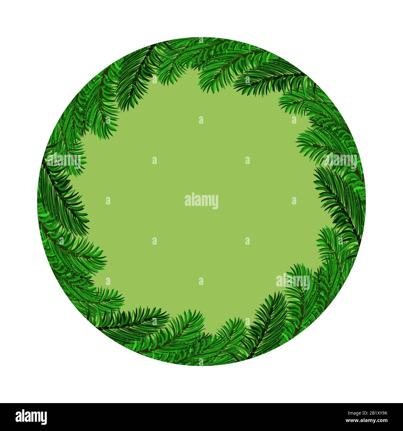 Christmas Round Banner with Fir Branches. New Year Poster Isolated on ...