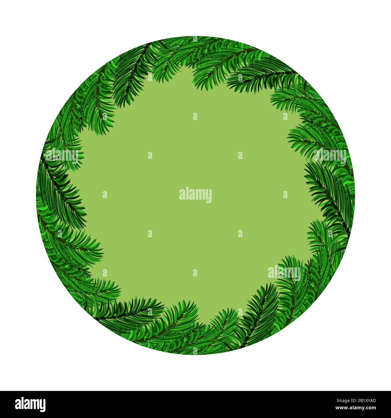 Christmas Round Banner with Fir Branches. New Year Poster Isolated on ...