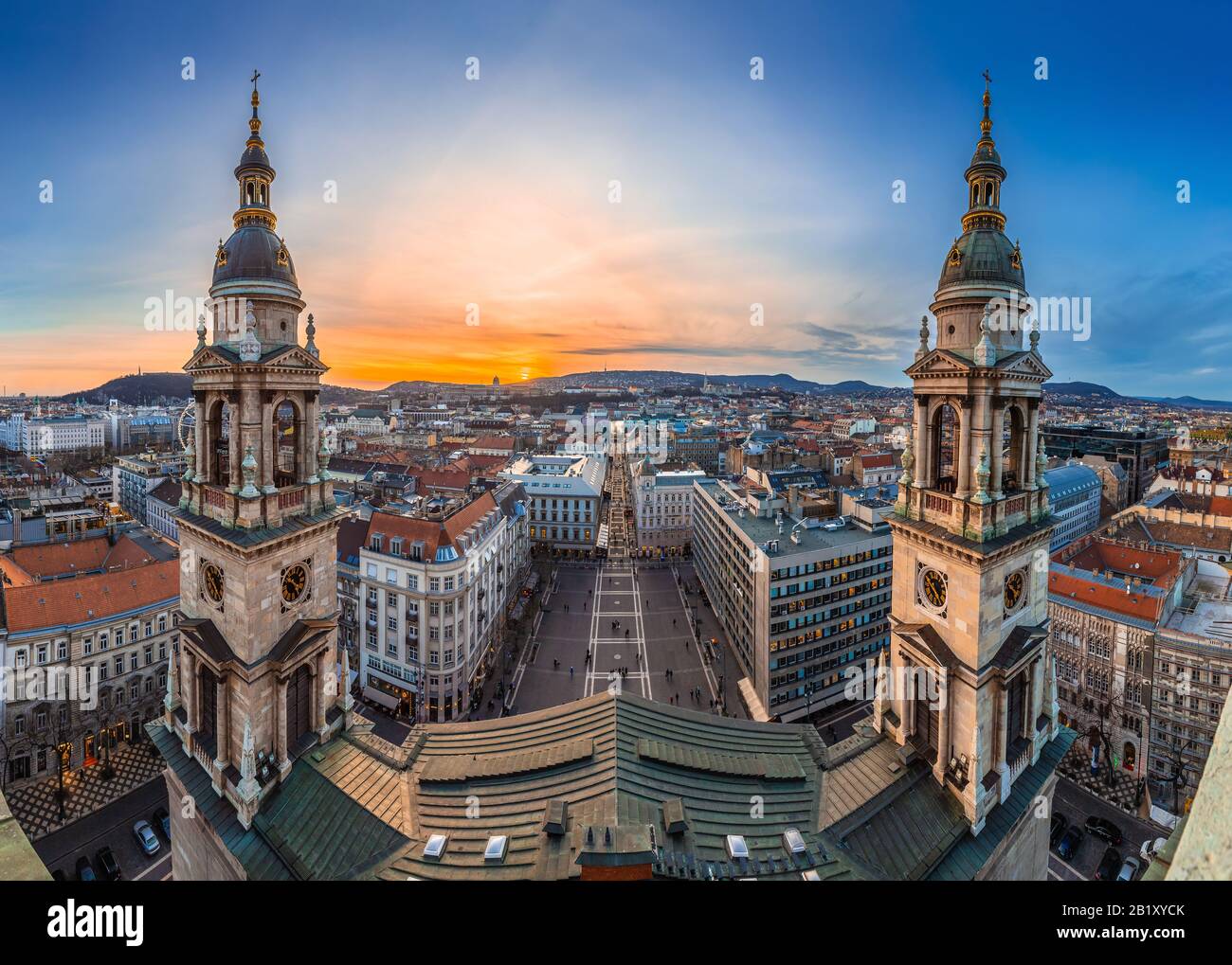 Budapest, Hungary - Aerial skyline view of Budapest taken from the top ...