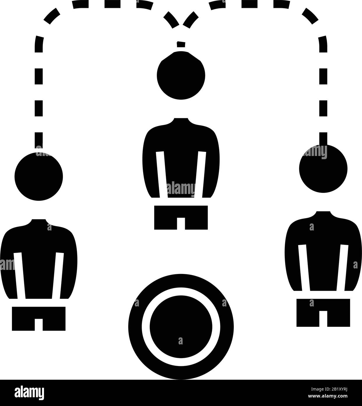 Connecting staff black icon, concept illustration, vector flat symbol ...