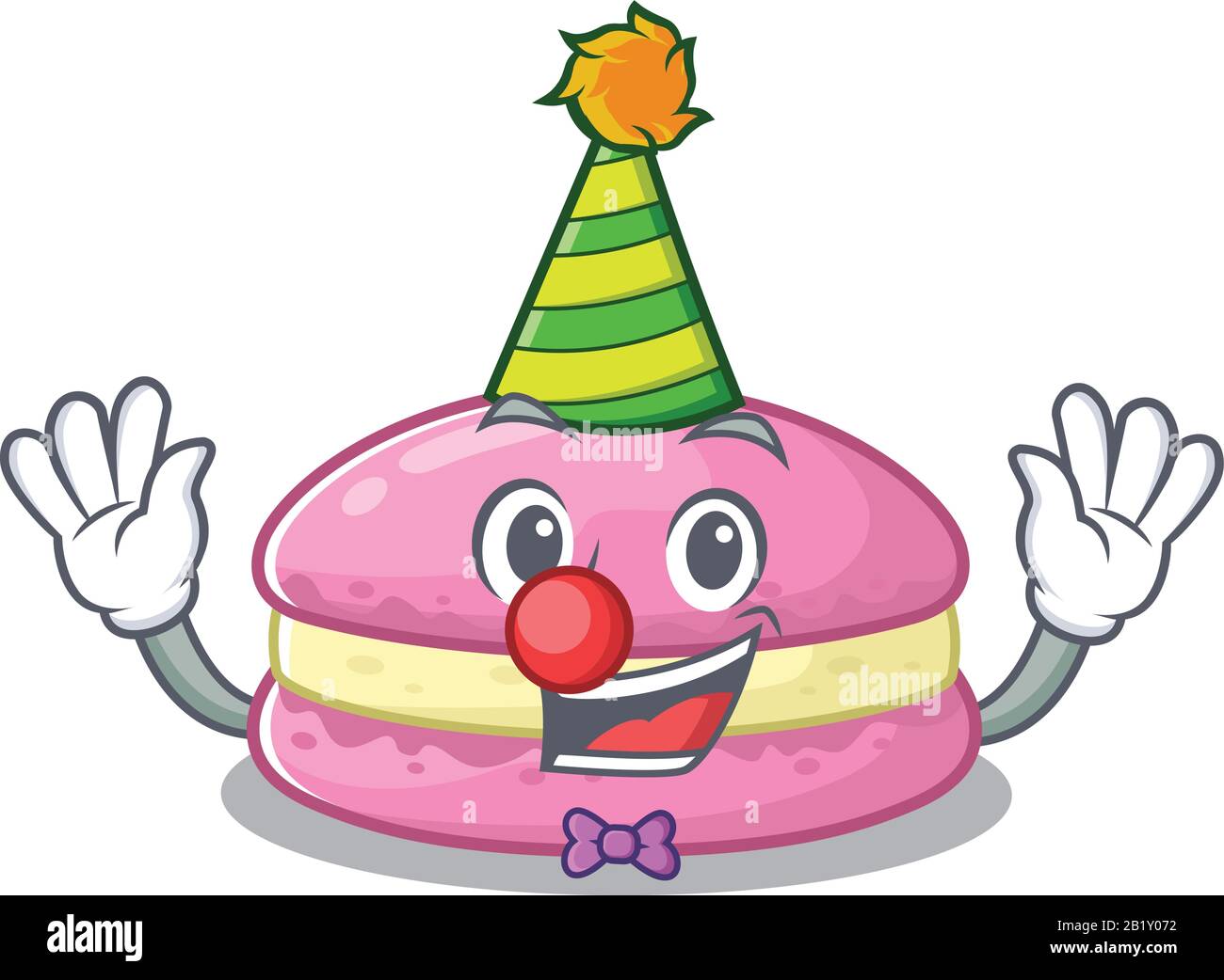 Funny Clown strawberry macarons cartoon character mascot design Stock ...