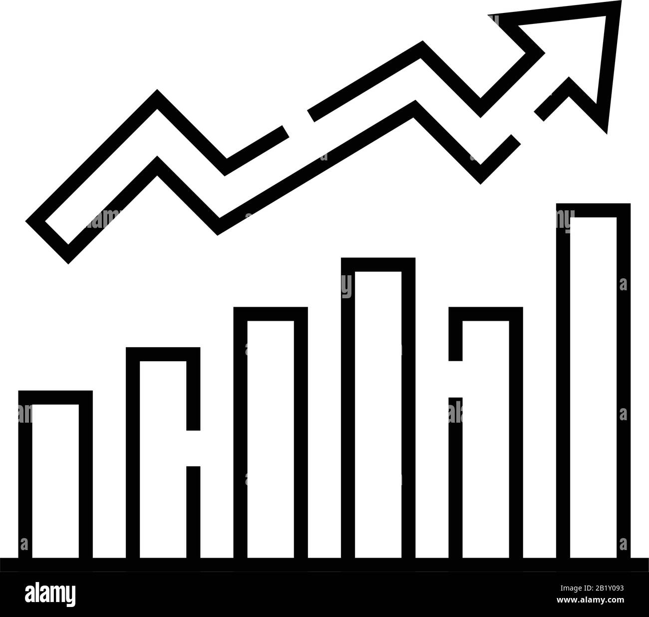 Market performance line icon, concept sign, outline vector illustration ...