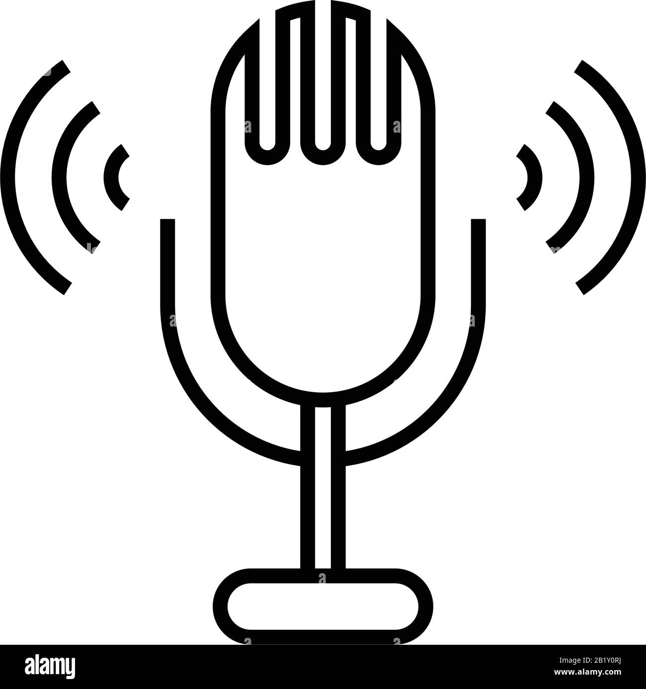 Microphone speech line icon, concept sign, outline vector illustration ...