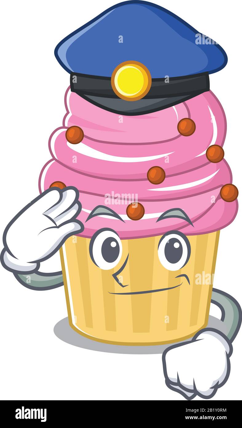 A manly strawberry cupcake Cartoon concept working as a Police officer ...