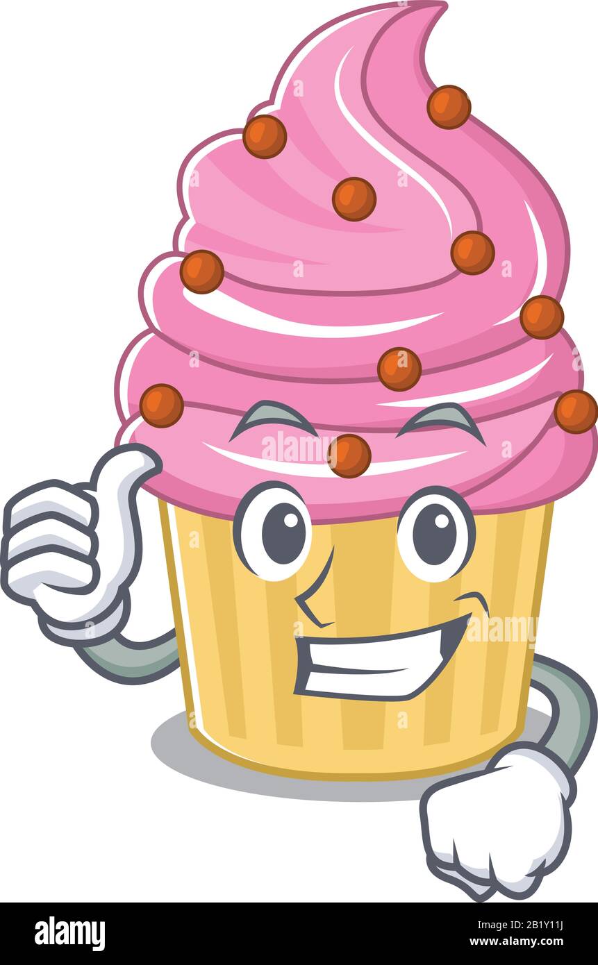 Funny strawberry cupcake making Thumbs up gesture Stock Vector Image ...