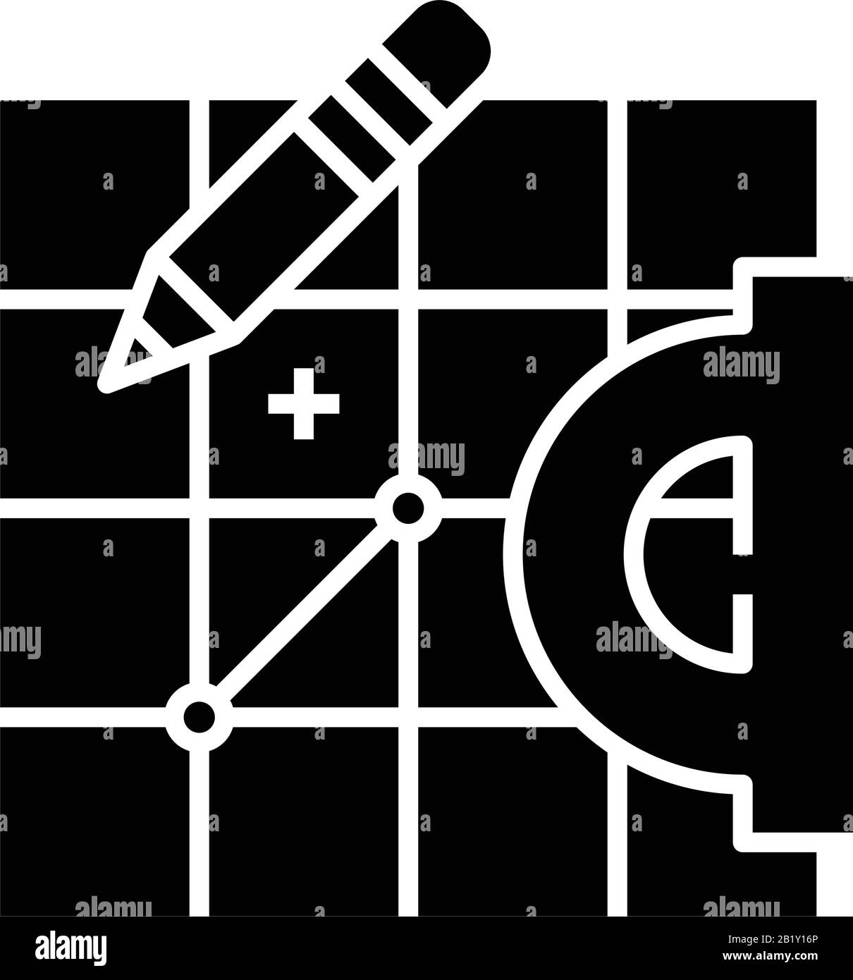 Creating drawing black icon, concept illustration, vector flat symbol ...