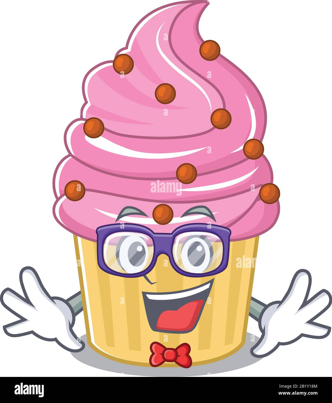 A cartoon concept of Geek strawberry cupcake design Stock Vector Image ...