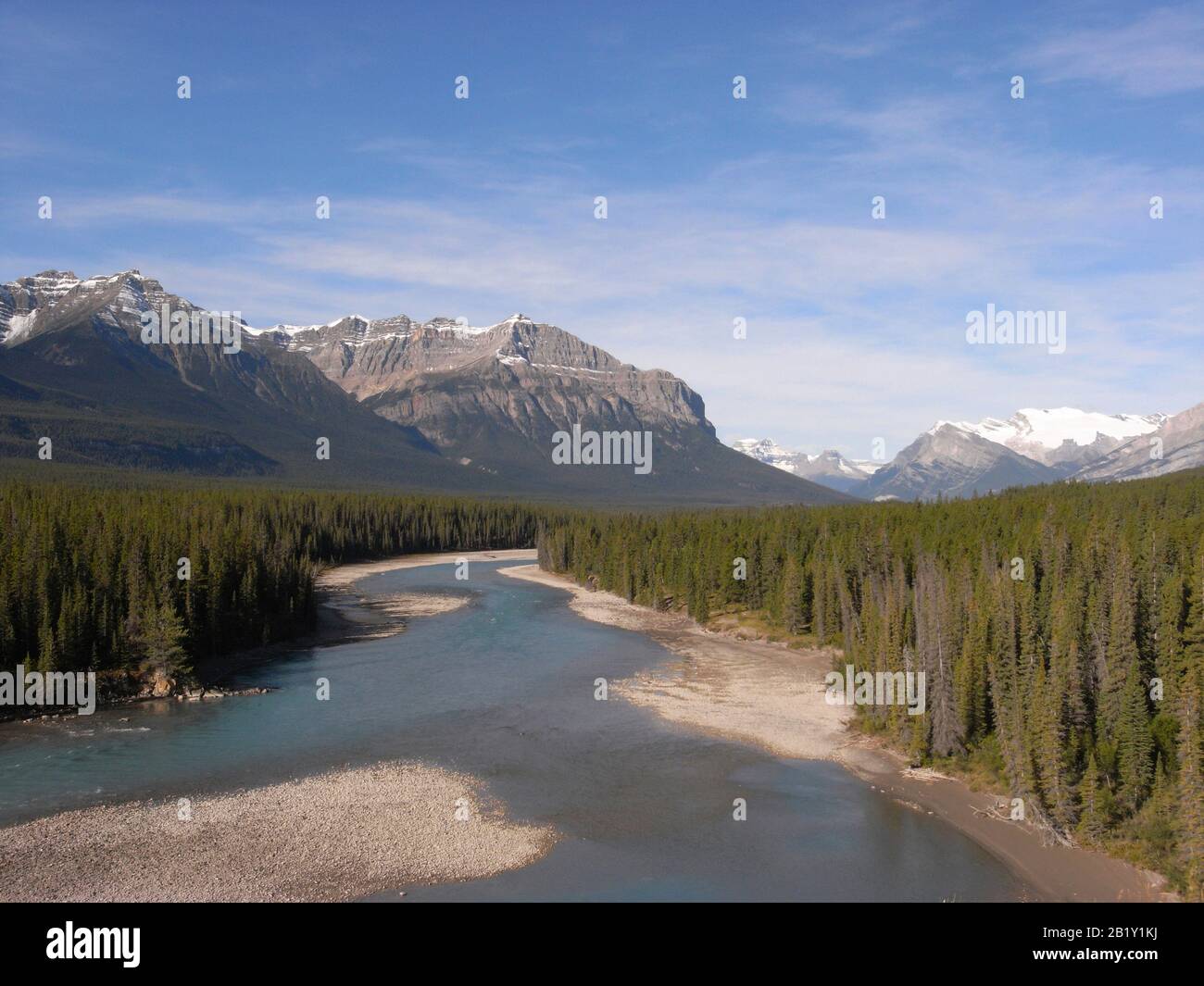 Crossing a river along the David Thompson Highway in Alberta Canada ...