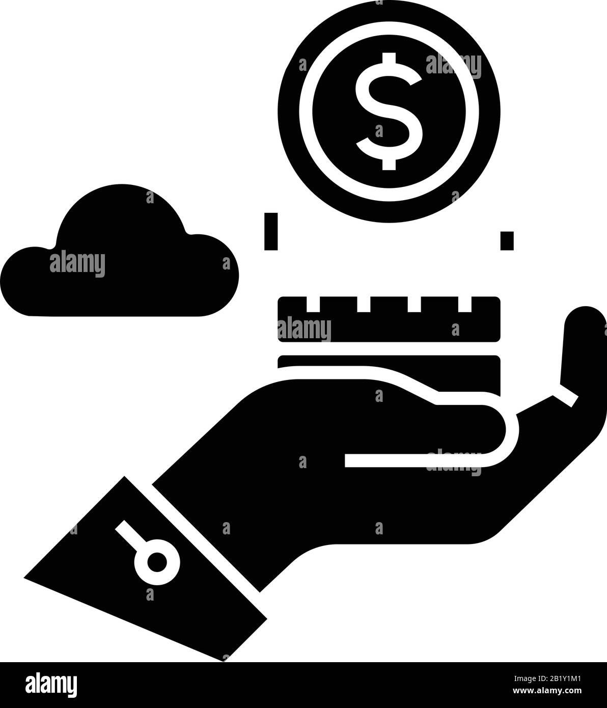 Counting money black icon, concept illustration, vector flat symbol ...