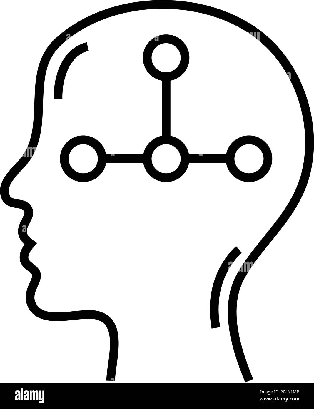 Linking tasks line icon, concept sign, outline vector illustration ...