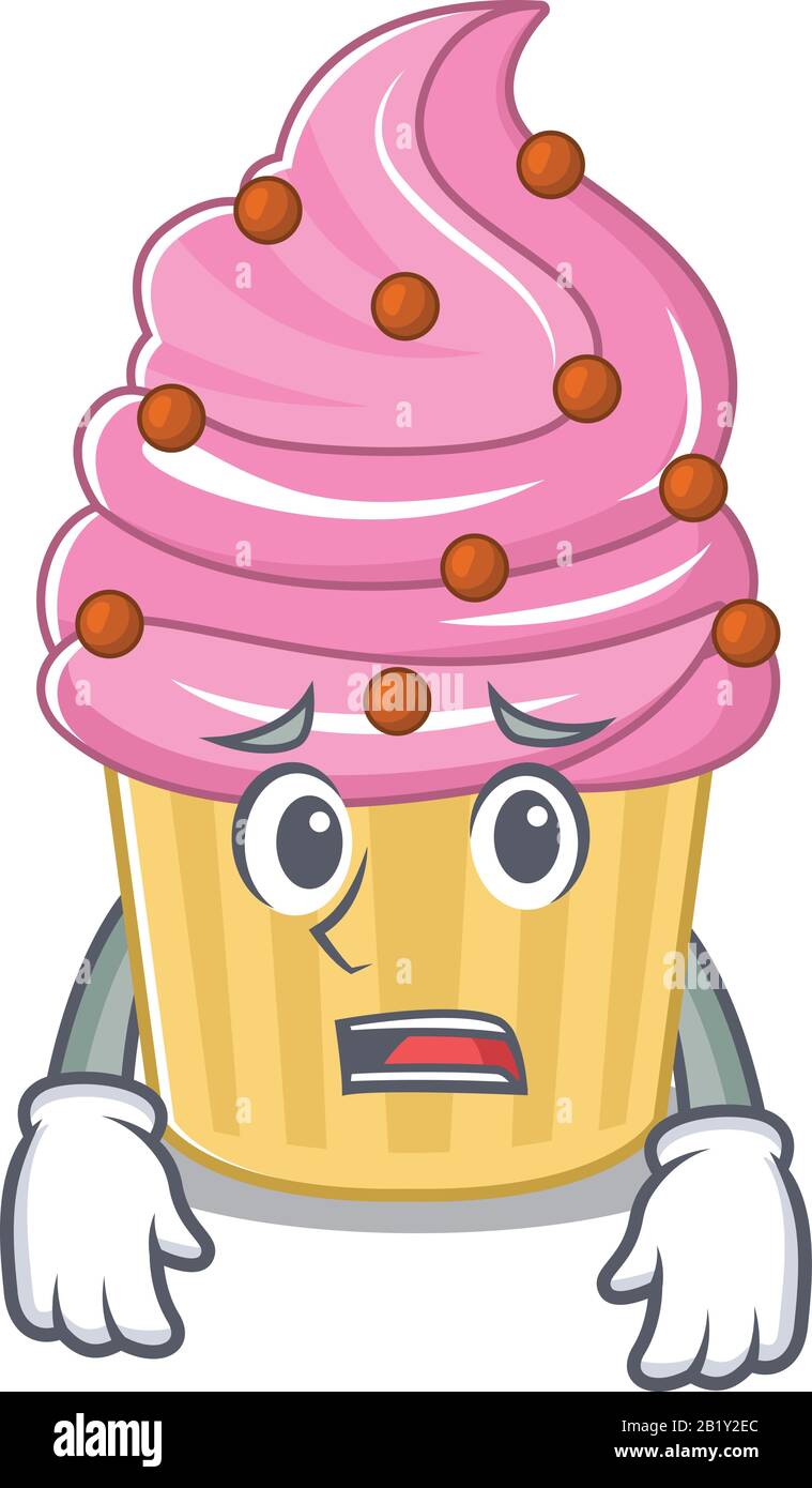 A picture of strawberry cupcake having an afraid face Stock Vector ...