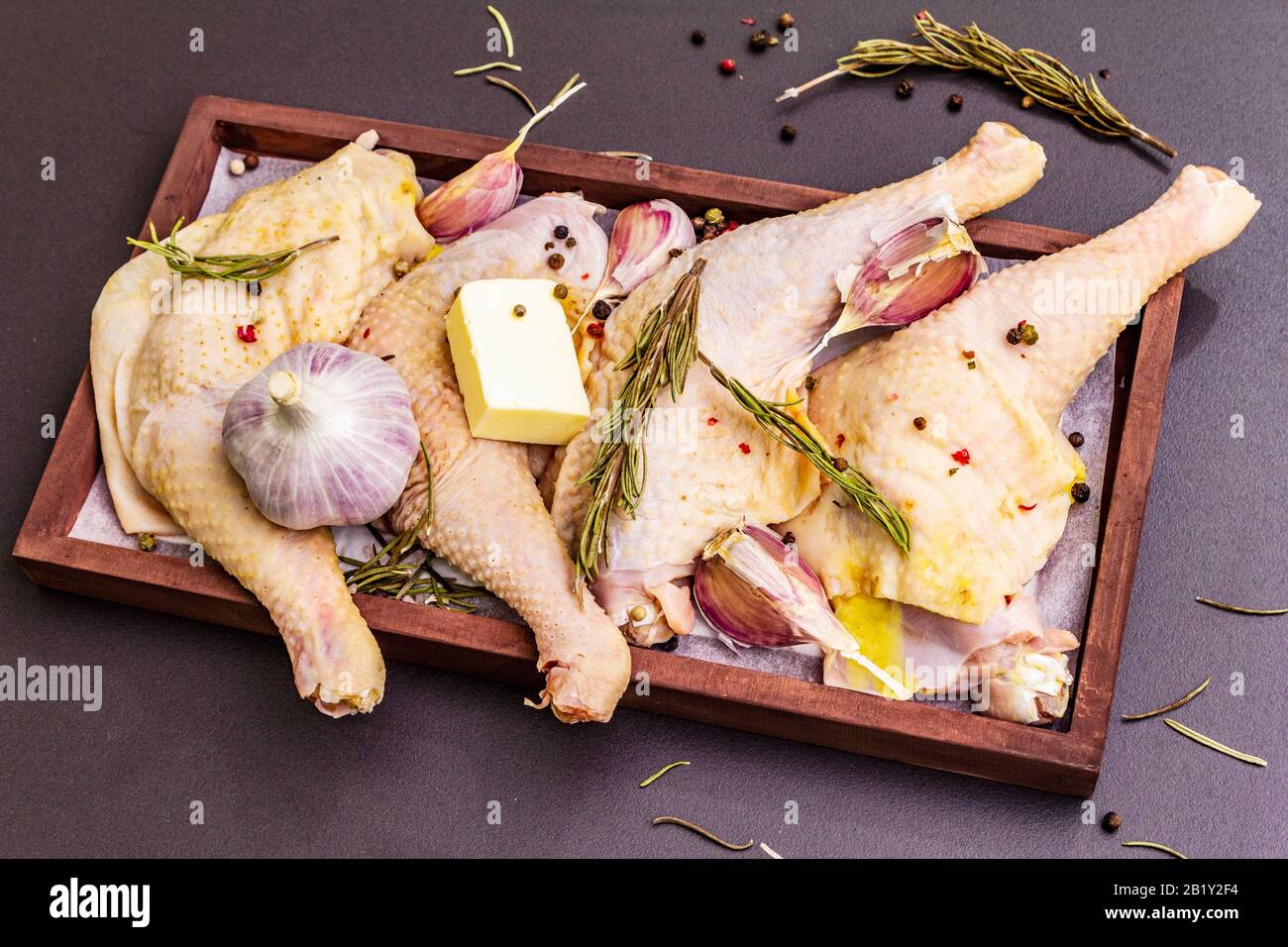Raw chicken legs. Fresh BIO ingredient for preparation traditional food ...