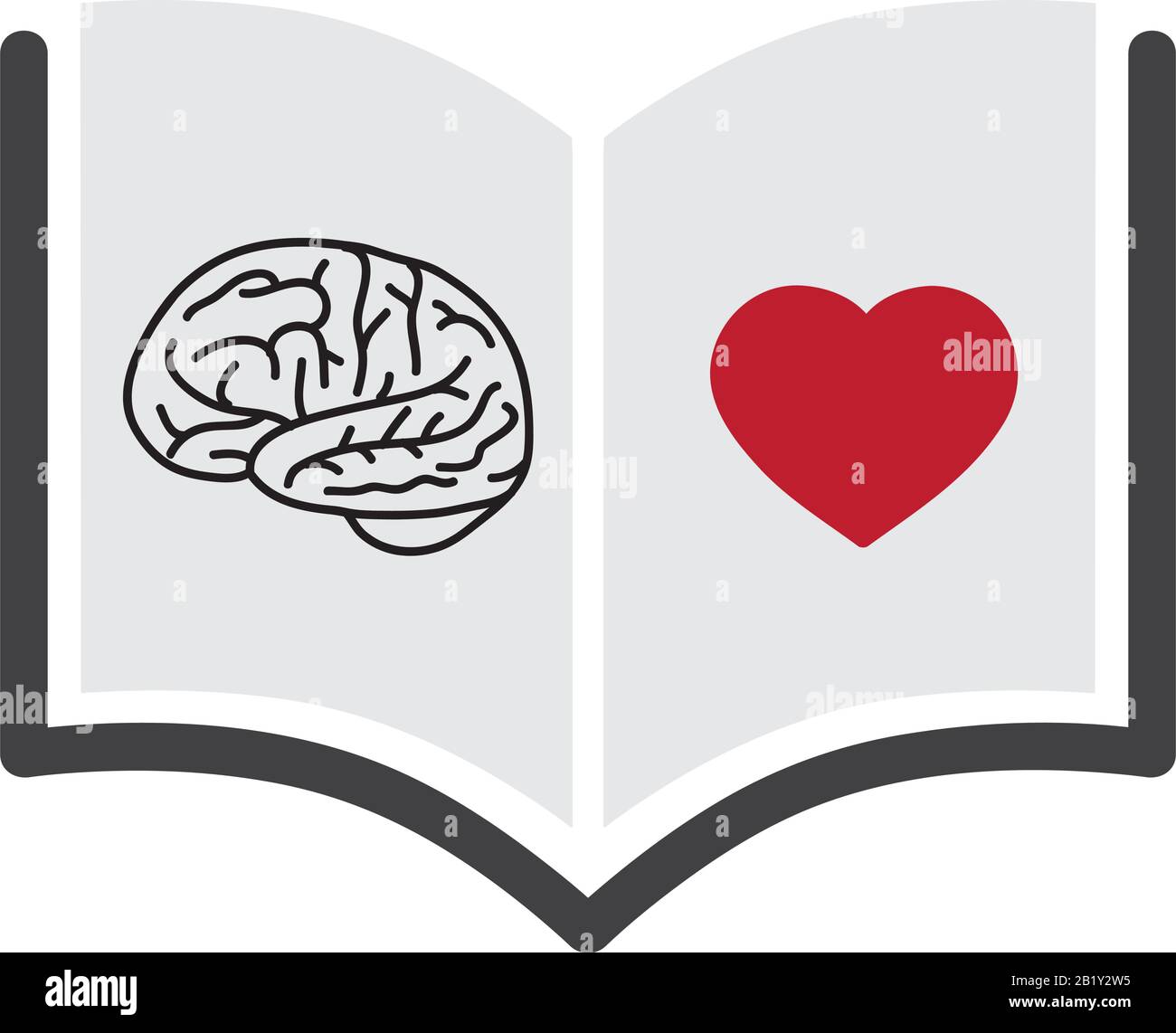 brain and heart inside open book, vector Stock Vector Image & Art - Alamy