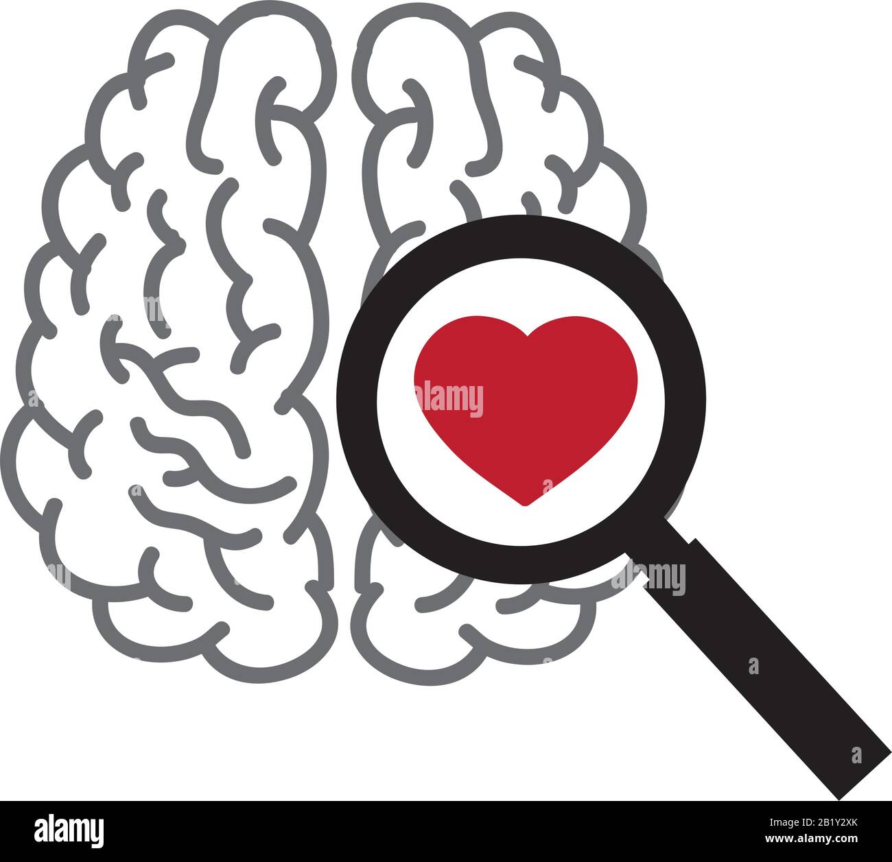 heart, brain and magnifying glass. vector illustration Stock Vector ...