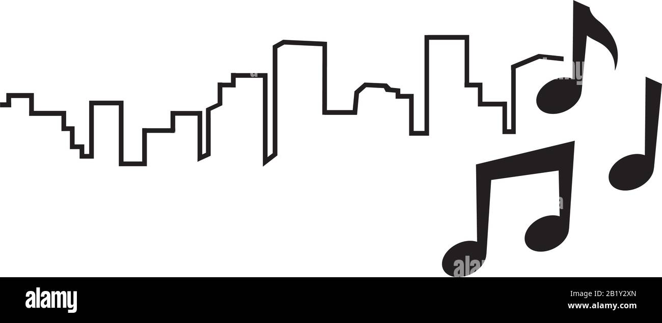 musical notes and city skyline Stock Vector Image & Art - Alamy