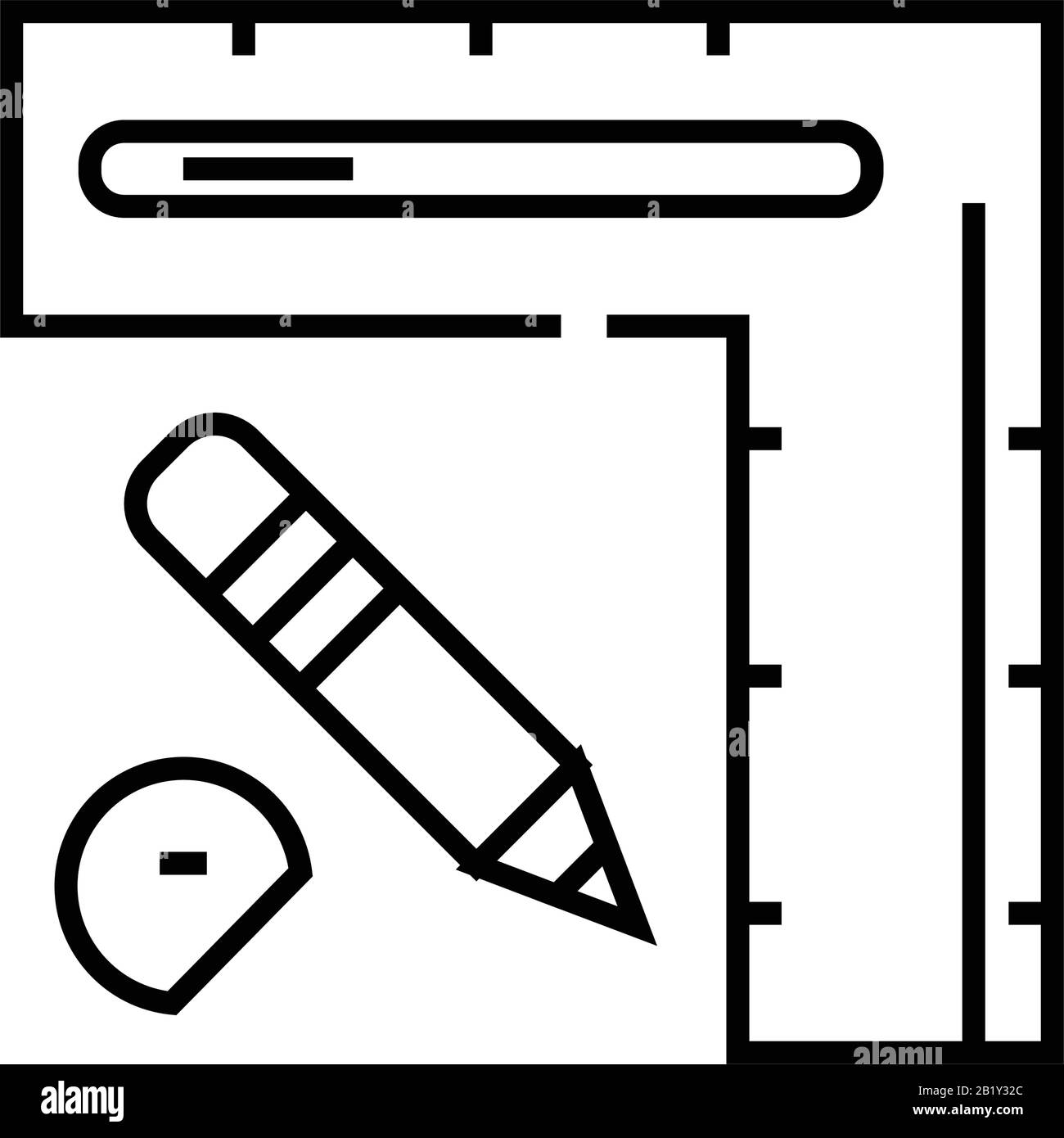 Measure tool line icon, concept sign, outline vector illustration ...