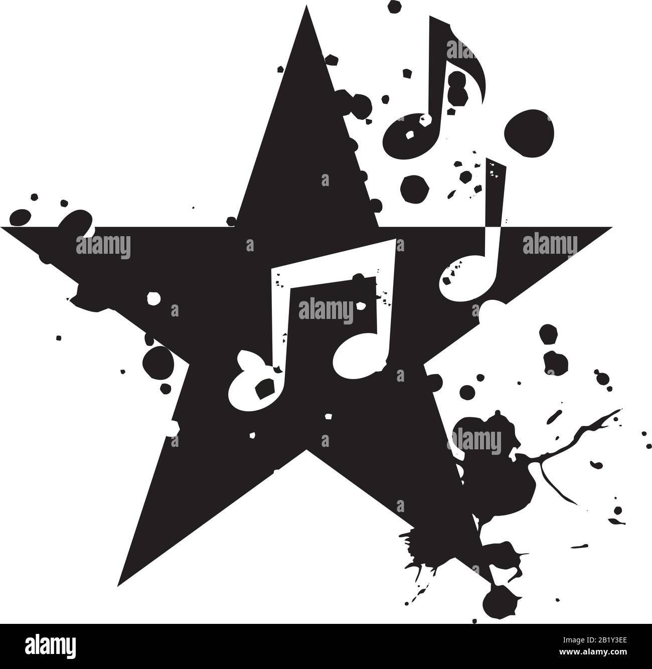black grunge star and musical notes Stock Vector Image & Art - Alamy