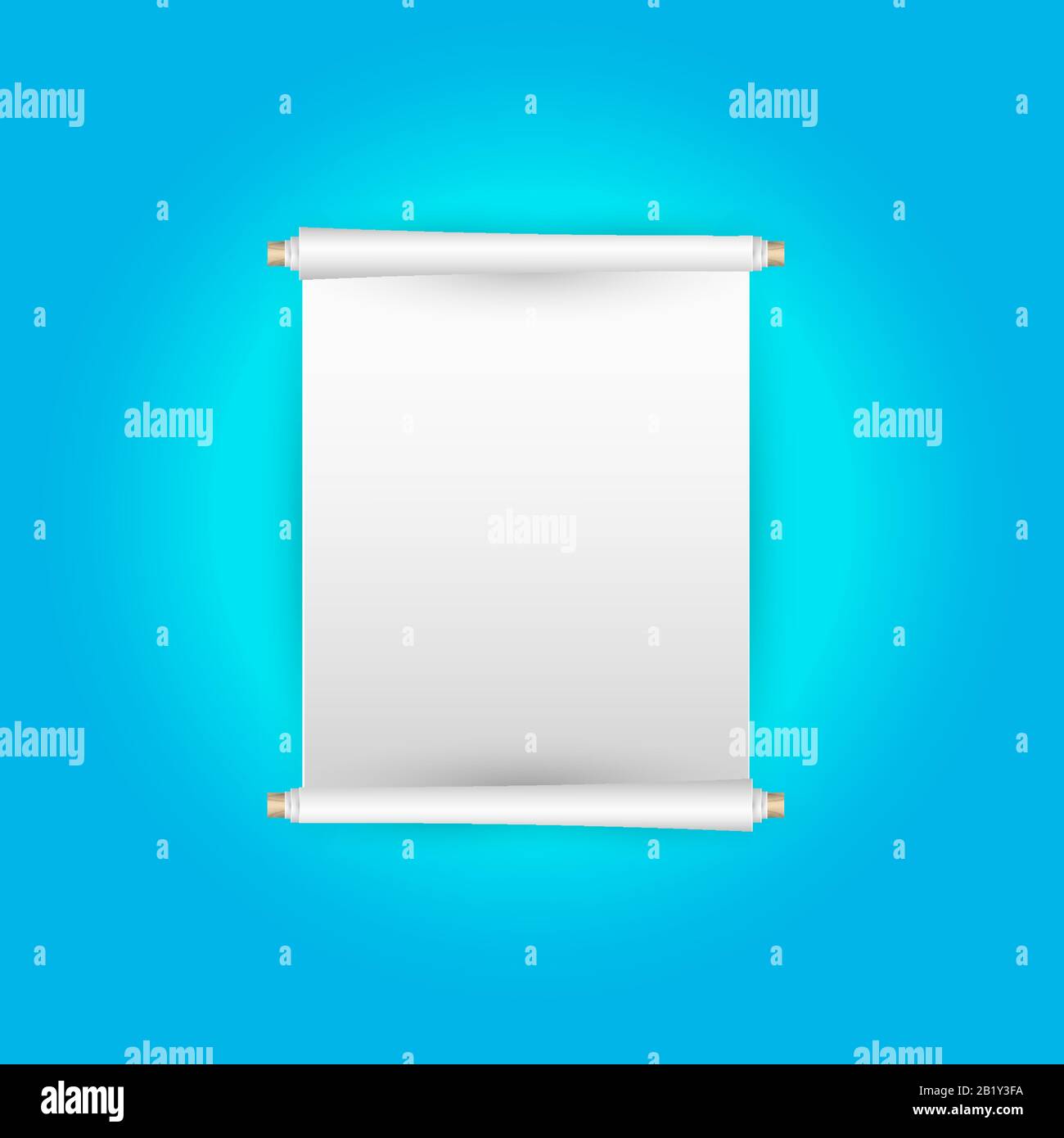 Old paper scroll on wooden sticks. 3D realistic vector illustration ...