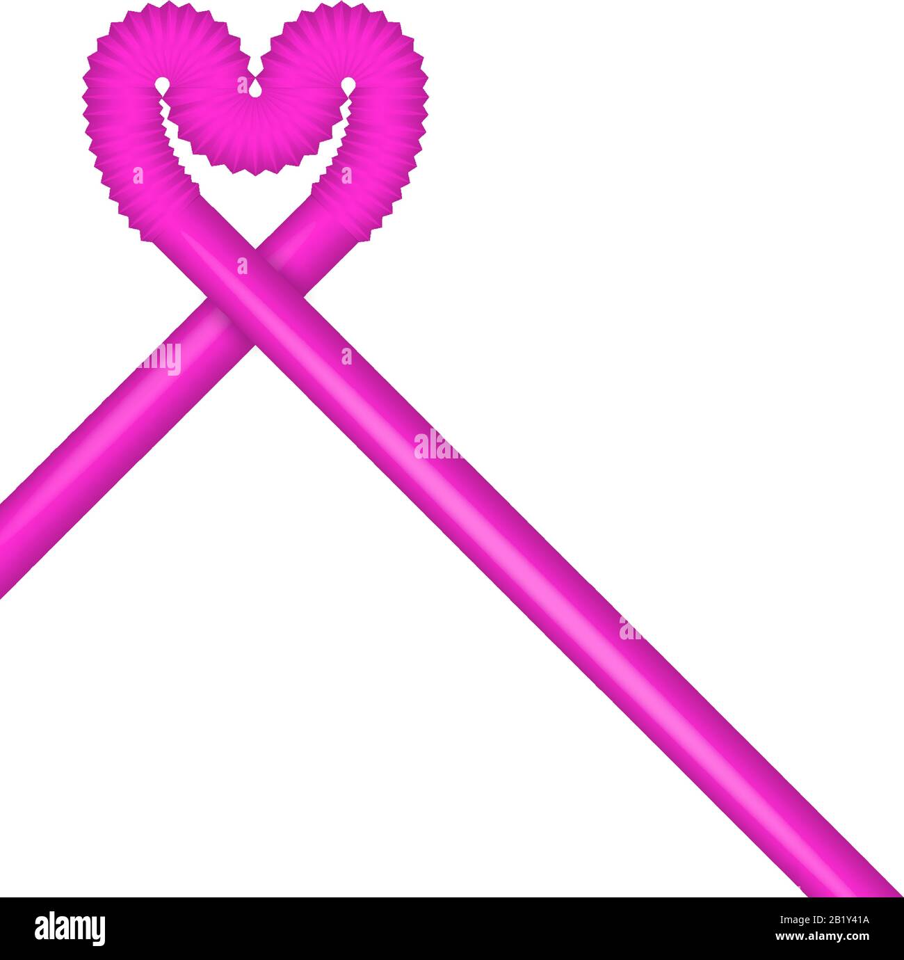 Heart shape made from pink drinking straws. 3D vector illustration ...