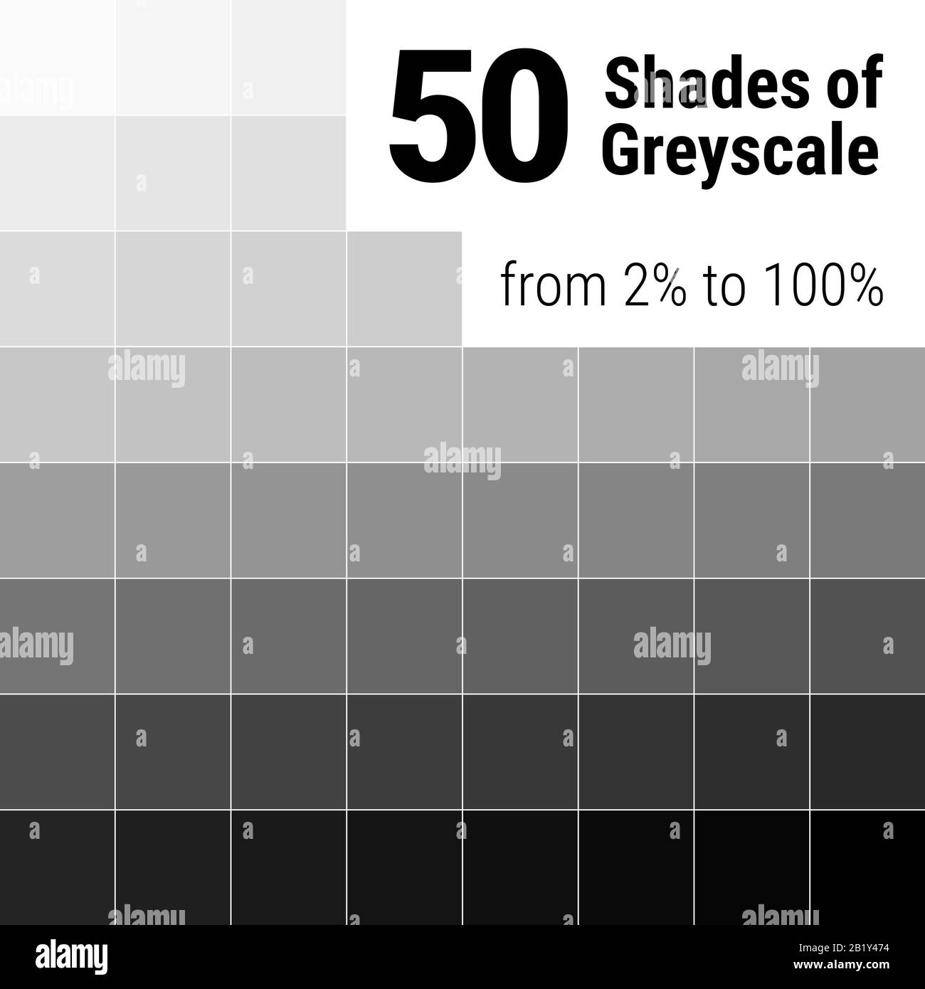 Greyscale palette. 50 shades of grey. Grey colors palette. Color shade ...