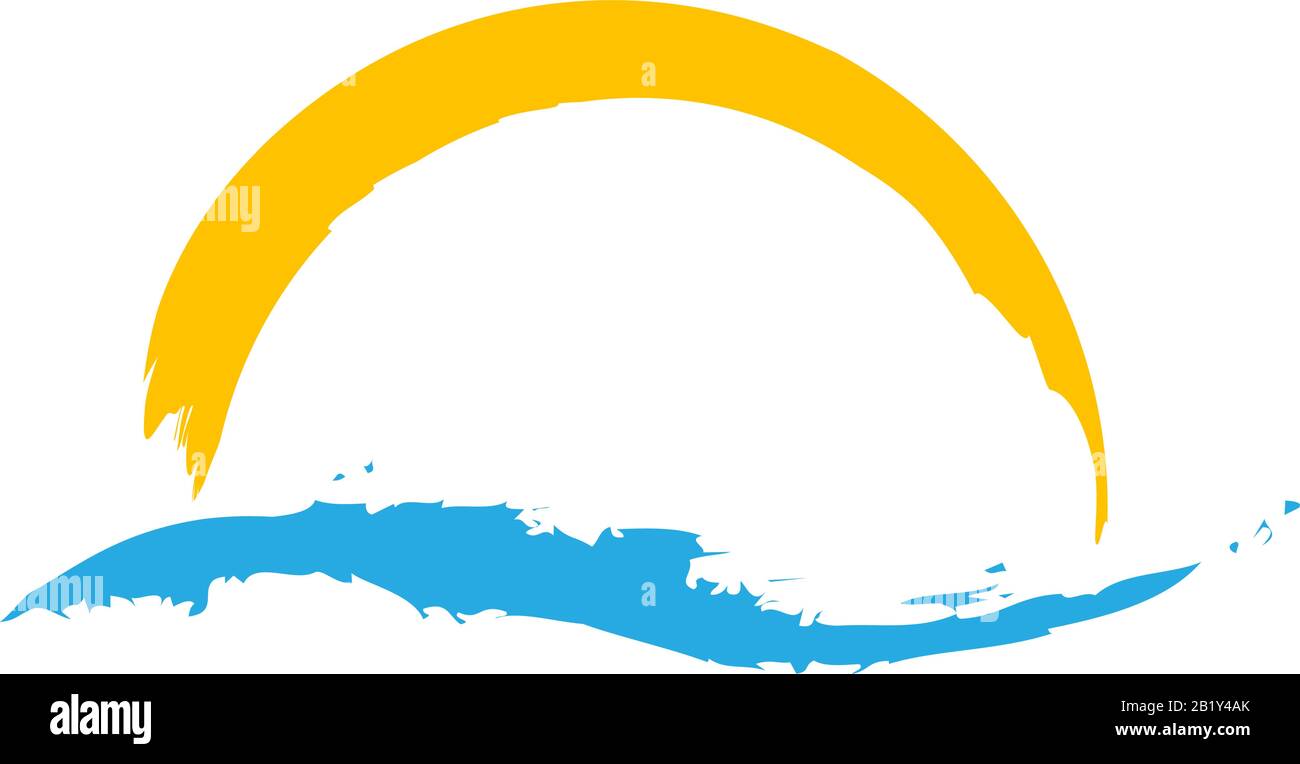 sun and water wave, brush stroke style, vector Stock Vector Image & Art ...
