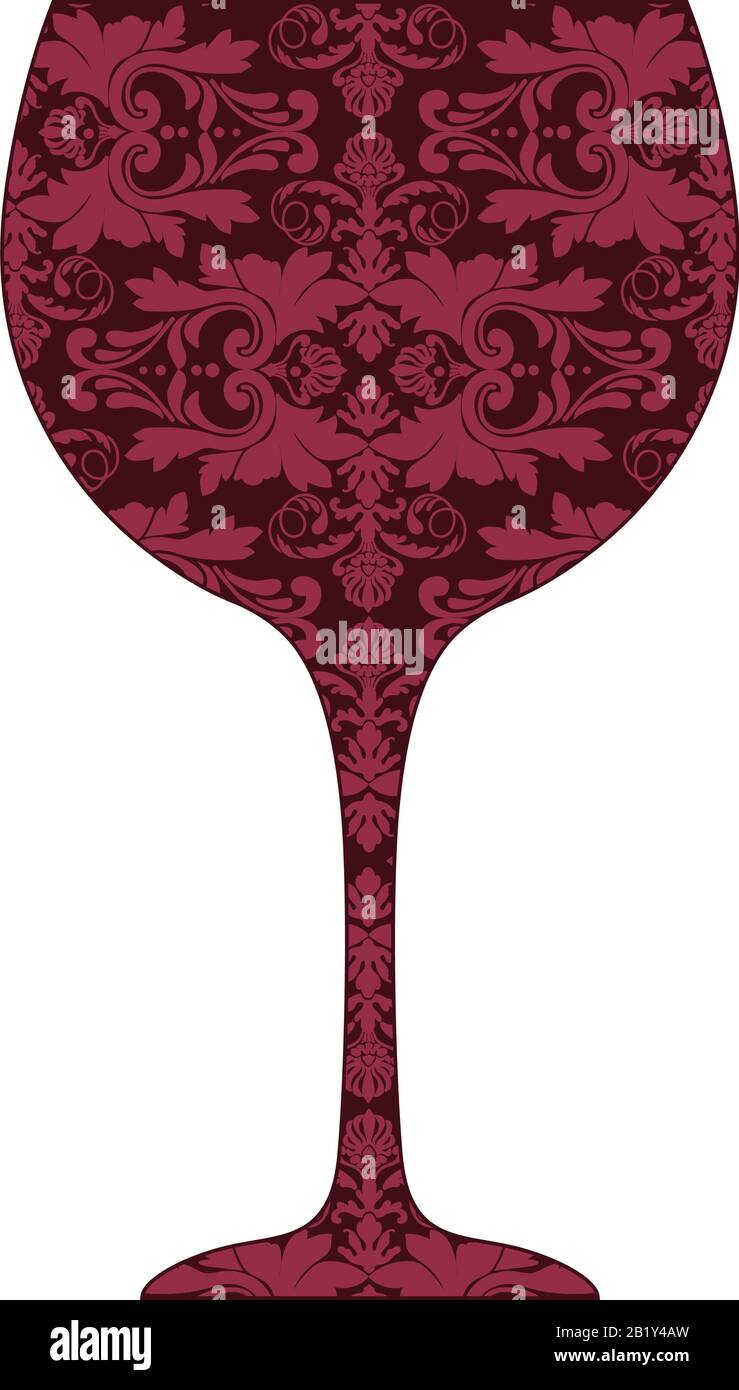 damask pattern inside wine glass shape, vector Stock Vector Image & Art ...