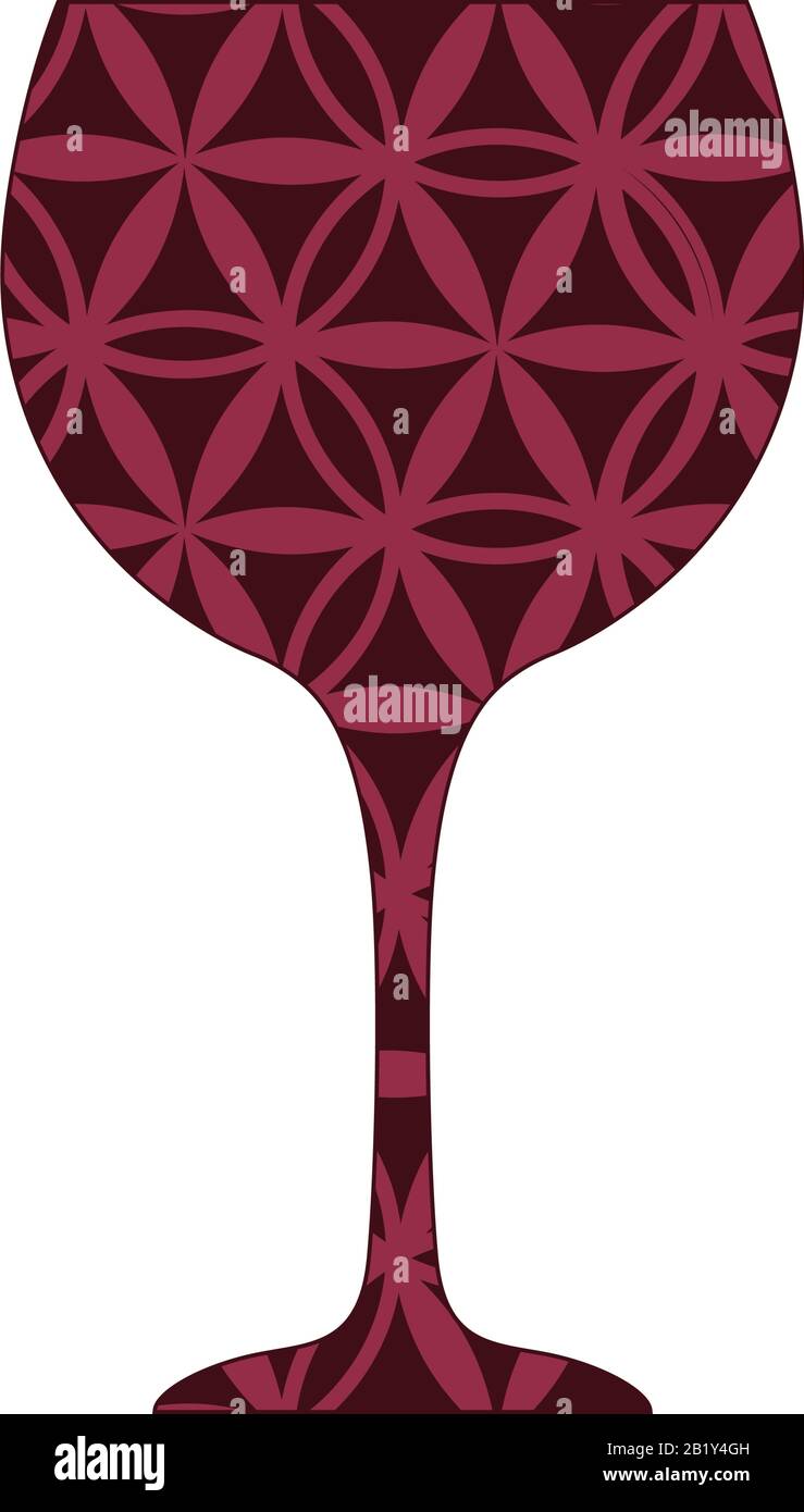 wine glass with abstract floral pattern, vector graphic design element ...