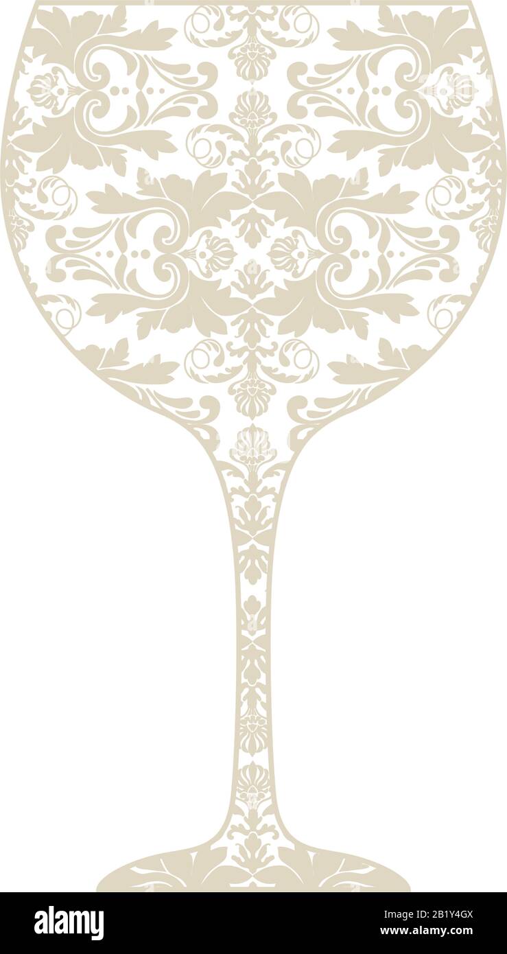 damask pattern inside wine glass shape, vector Stock Vector Image & Art ...